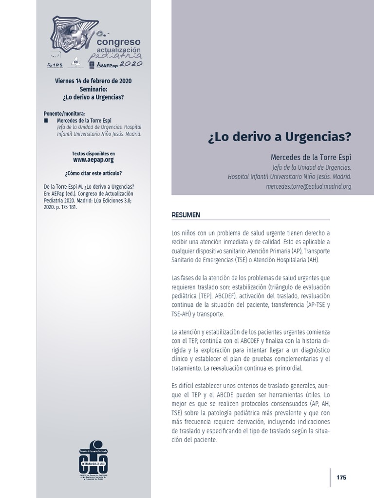 175-182 - Lo Derivo A Urgencias | PDF | Hospital | Reanimación ...
