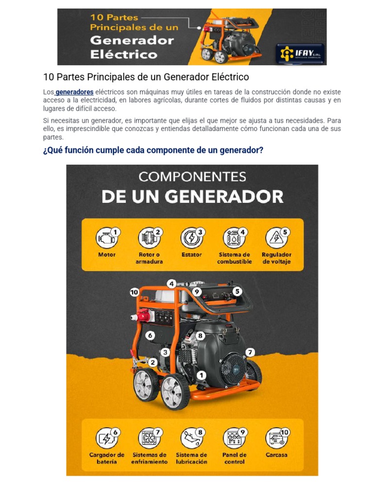 Partes Clave de un Generador Eléctrico | PDF | Generador eléctrico ...