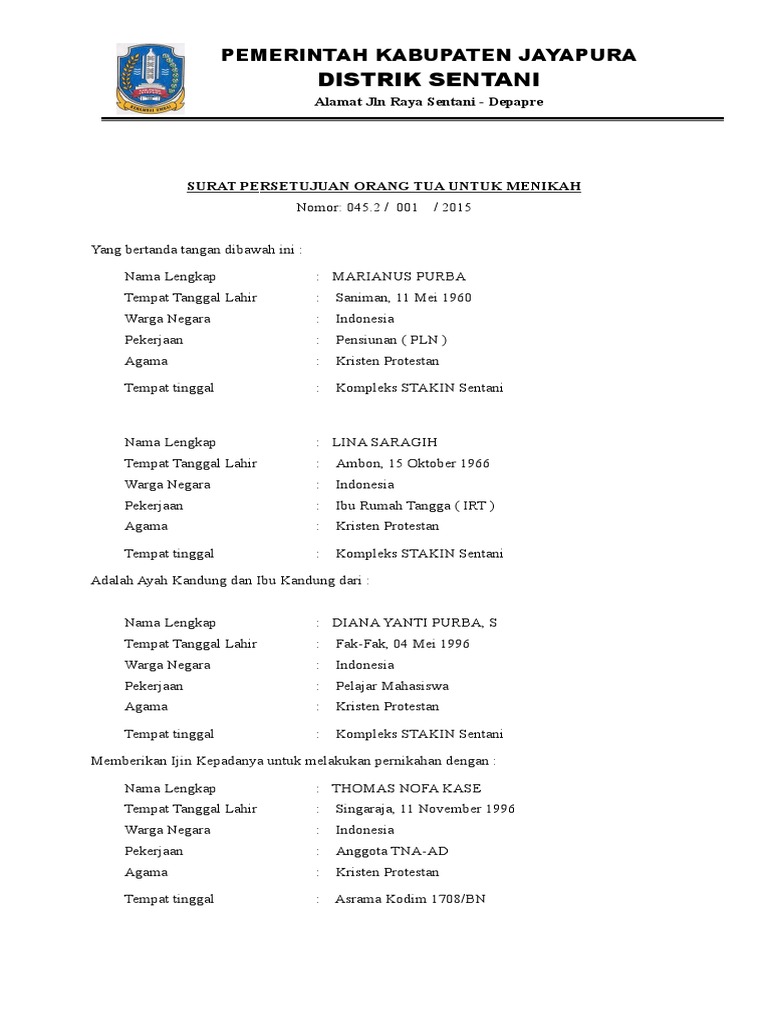 Surat Keterangan Nikah Capil Dan Dispensasi 2023 | PDF