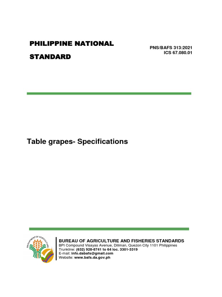 PNSBAFS 313-2021 Table Grapes | PDF