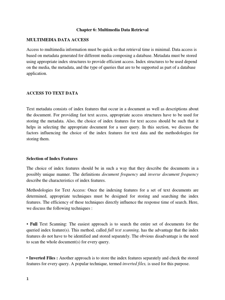 Chapter 6 Multimedia Data Retrival | PDF