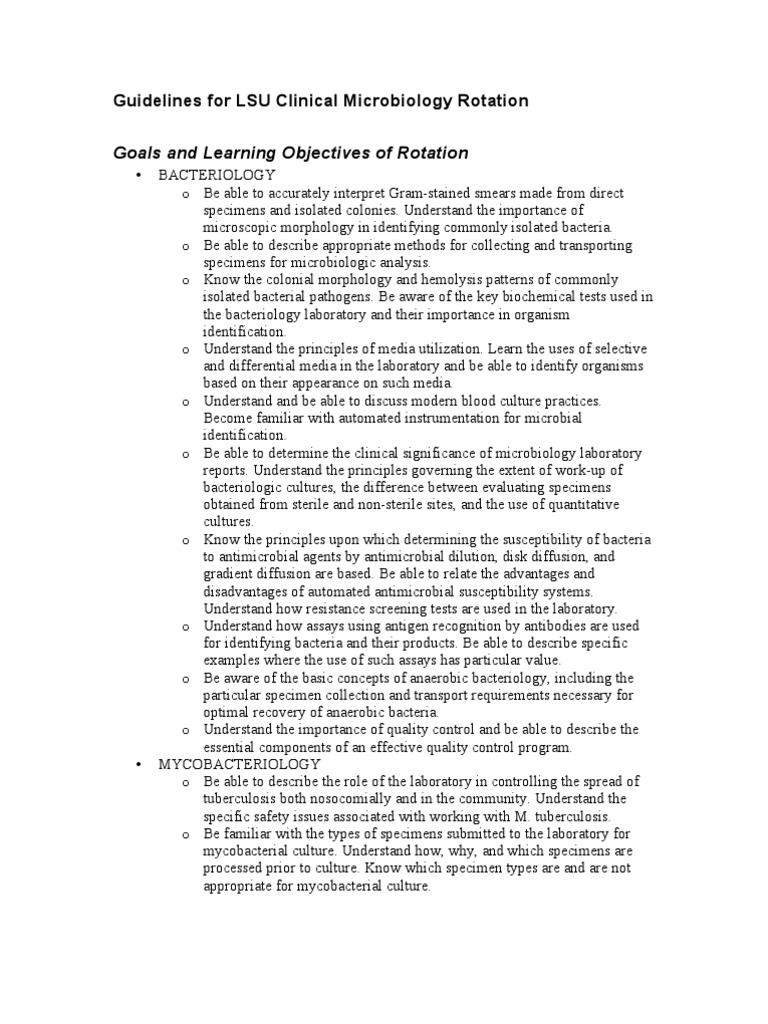 Goals and Learning Objectives of Rotation: Guidelines For LSU Clinical ...