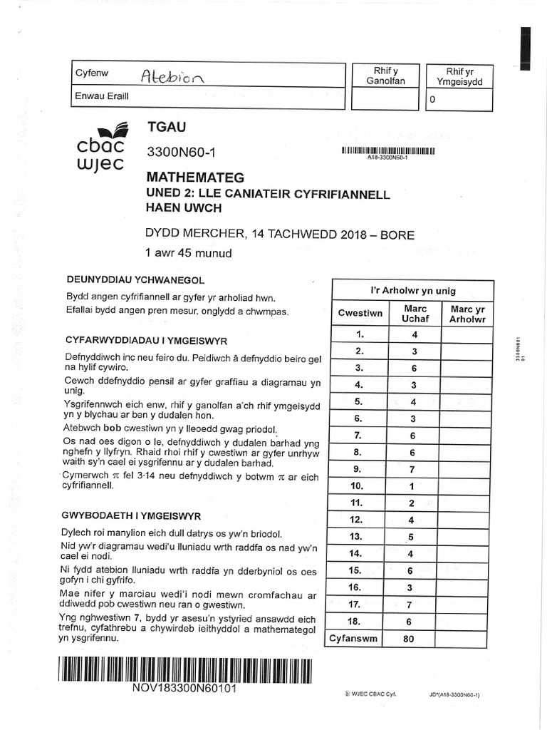Atebion Uned2 Tach18. | PDF