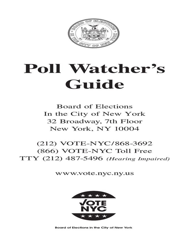 Poll Watchers Guide WEB Layout 4-2-2019 | PDF | Voting | Elections