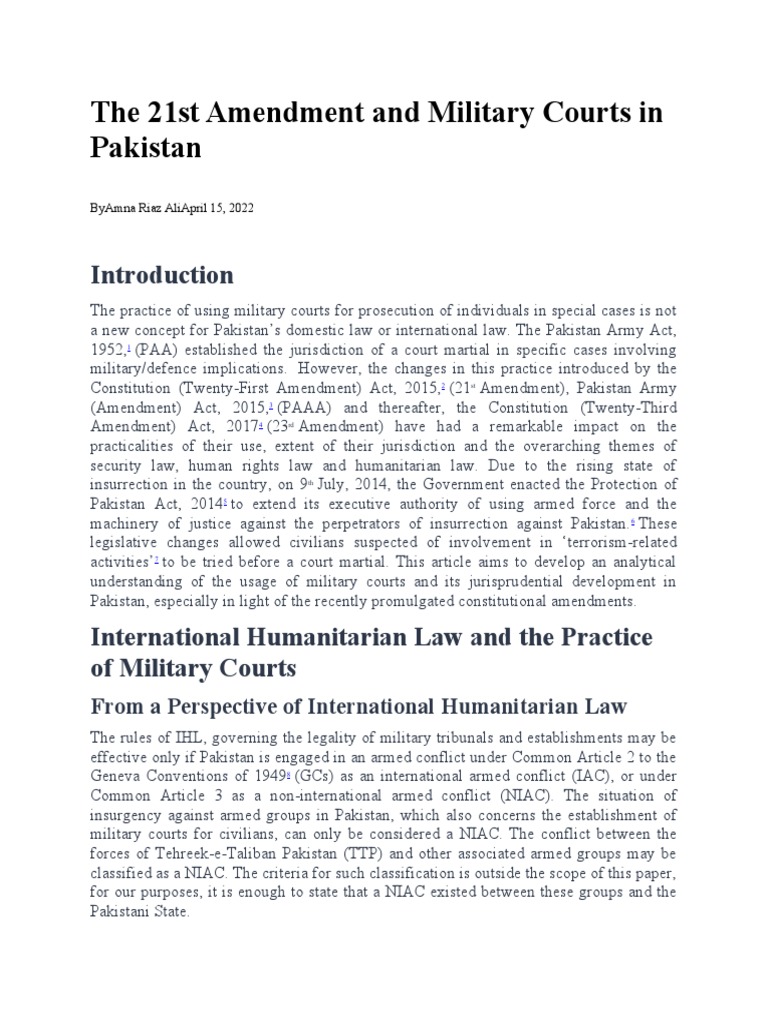 The 21st Amendment and Military Courts in Pakistan | Download Free PDF ...