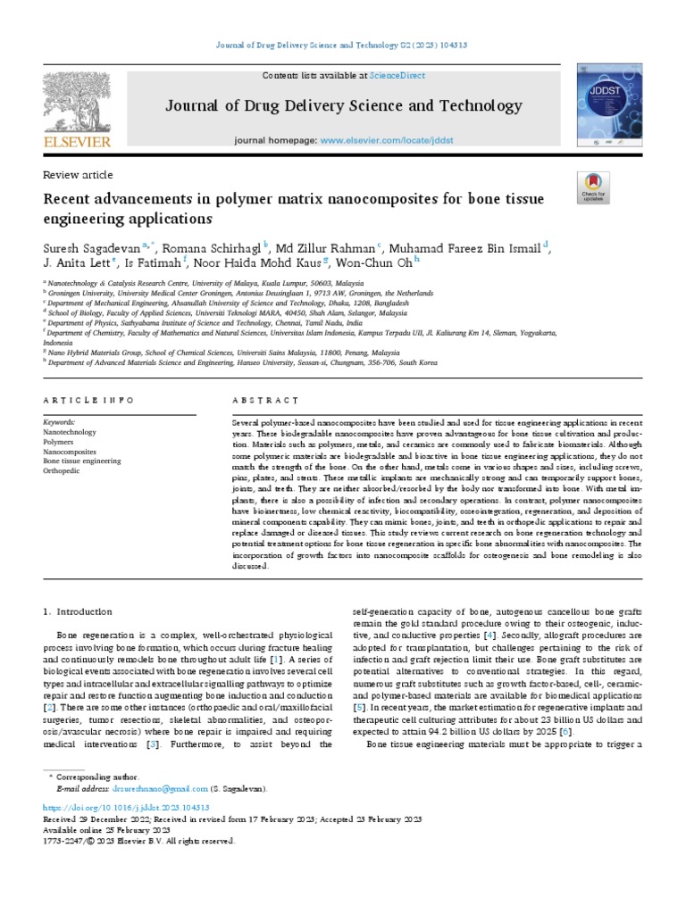 Journal of Drug Delivery Science and Technology 2023 | PDF | Tissue ...