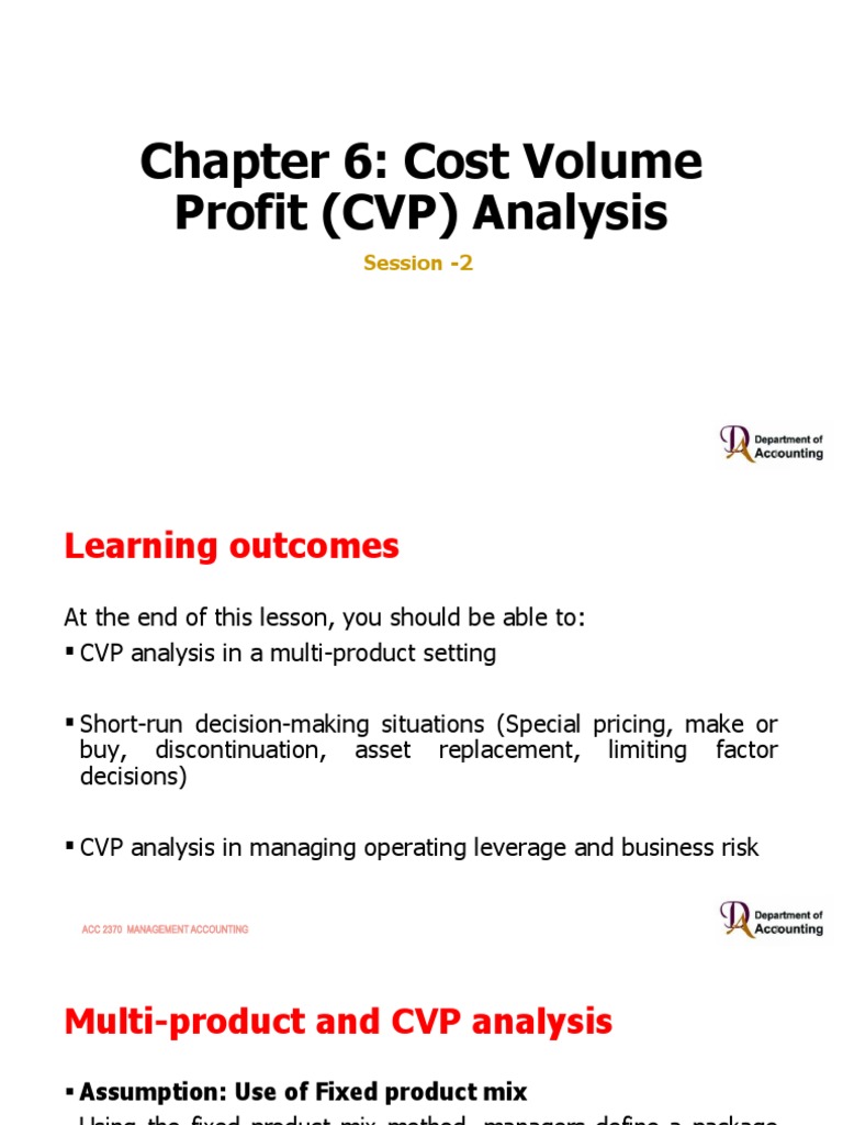 Chapter 6 CVP Analysis - Part II Student Version | PDF | Financial ...