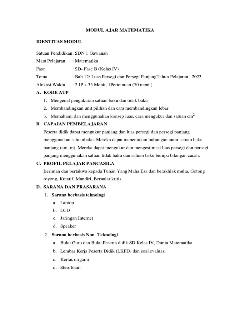 Modul Ajar Matematika Pdf