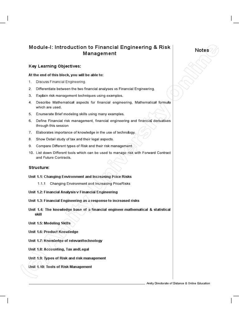 FE Module-1 | Download Free PDF | Financial Risk | Distance Education