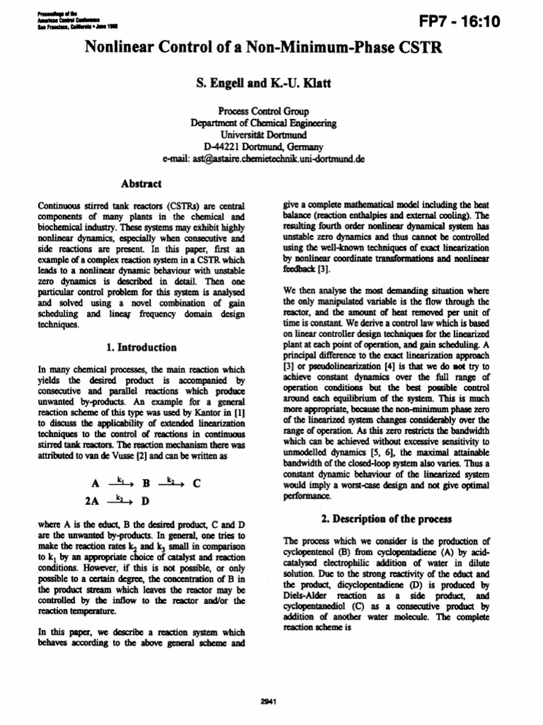 Engell 1993 | PDF | Control Theory | Nonlinear System