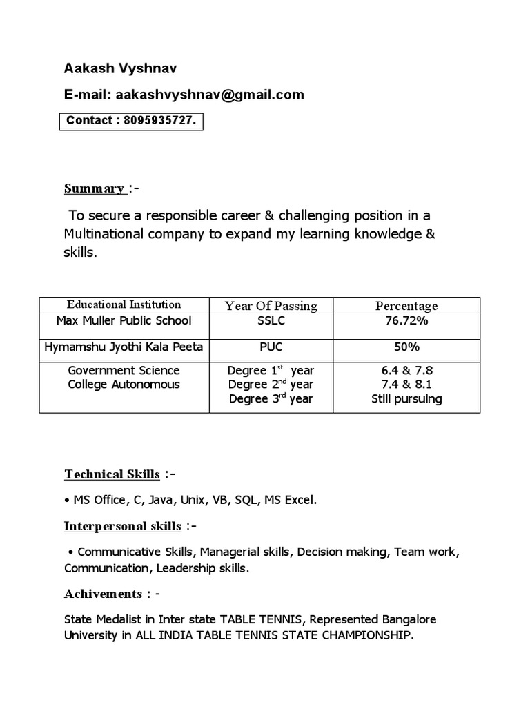 Aakash Vyshnav's Resume and Skills Profile | PDF | Career & Growth