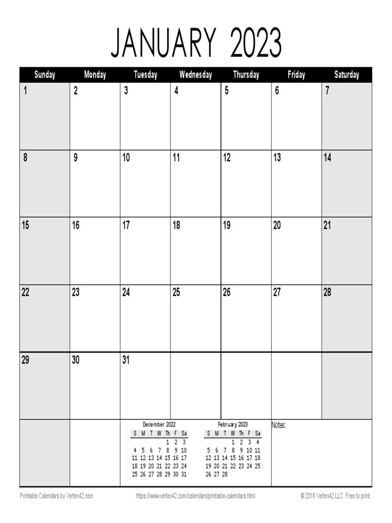 Printable Blank 2023 Calendar | PDF | Color | Clothing