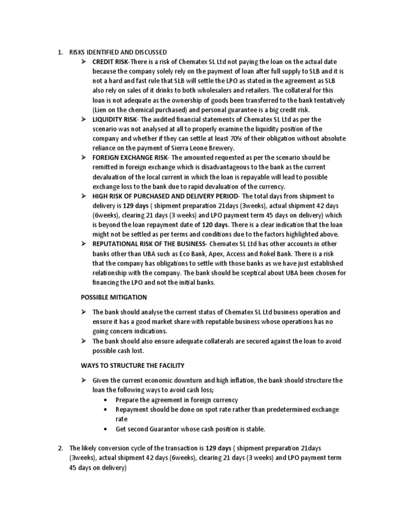 Risks Identified and Discussed Jabbie | PDF | Banks | Loans