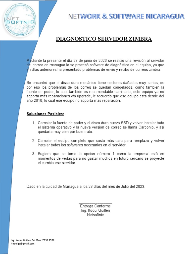 Diagnostico Zimbra | PDF