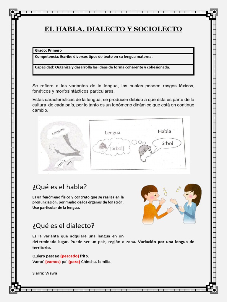 Variantes Lingüísticas: Habla, Dialecto y Sociolecto | PDF | Estudios ...