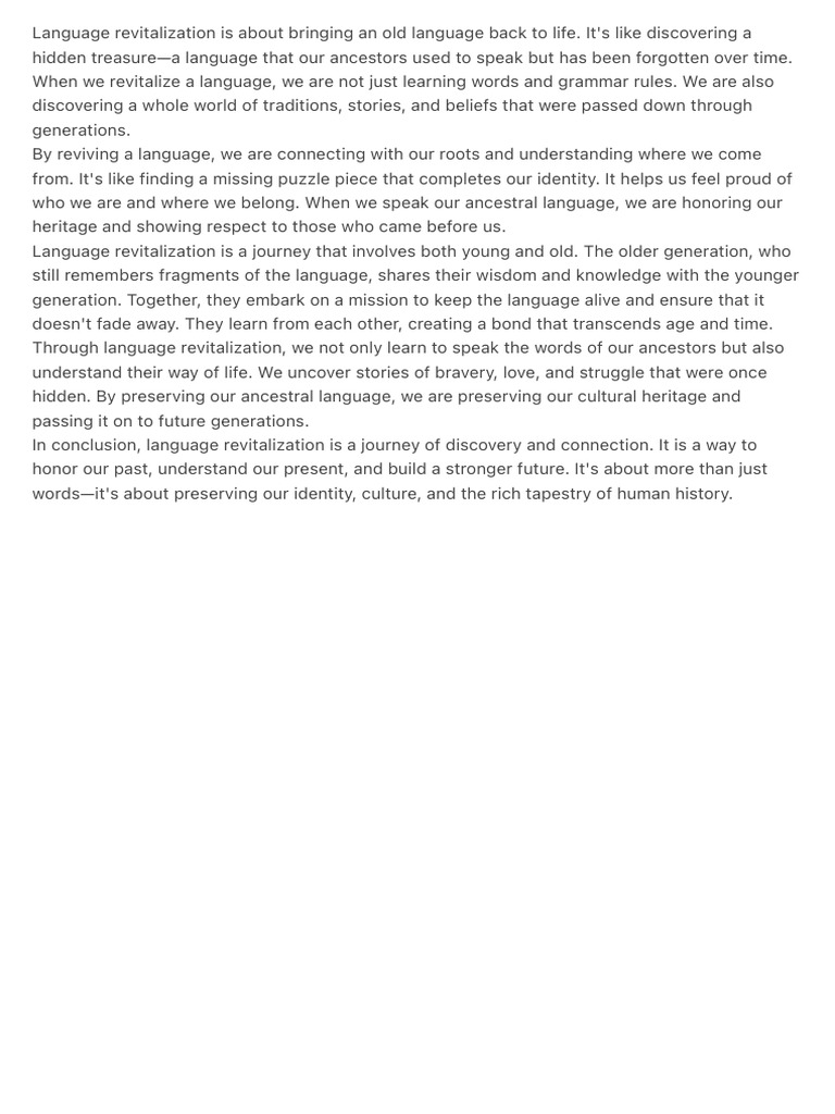 Language Revitalization Is About Bringing An Old Language Back To | PDF