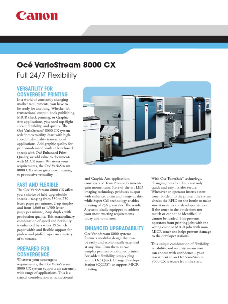 VarioStream_8000CX_DataSheet (1) | PDF | Printer (Computing) | Office ...