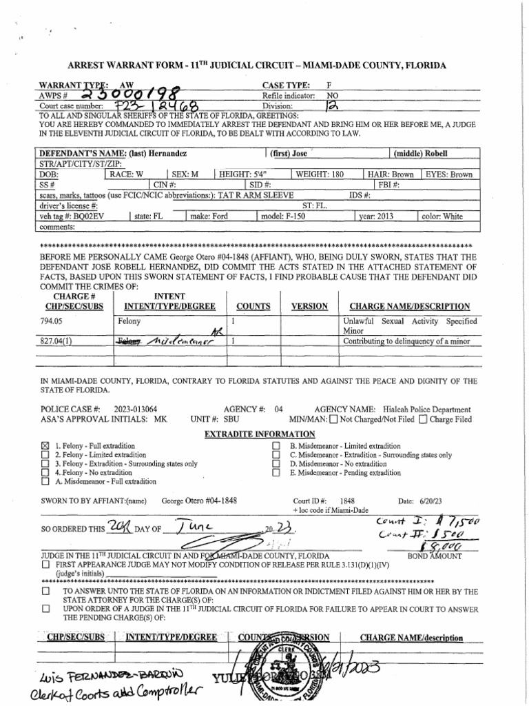 Jose Hernandez Arrest Warrant | PDF | Arrest Warrant | Detective