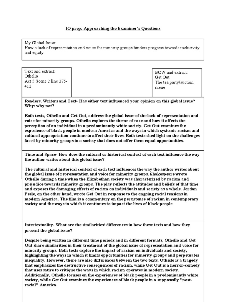 Examiner Questions Prep Document | PDF | Racism | Discrimination & Race ...