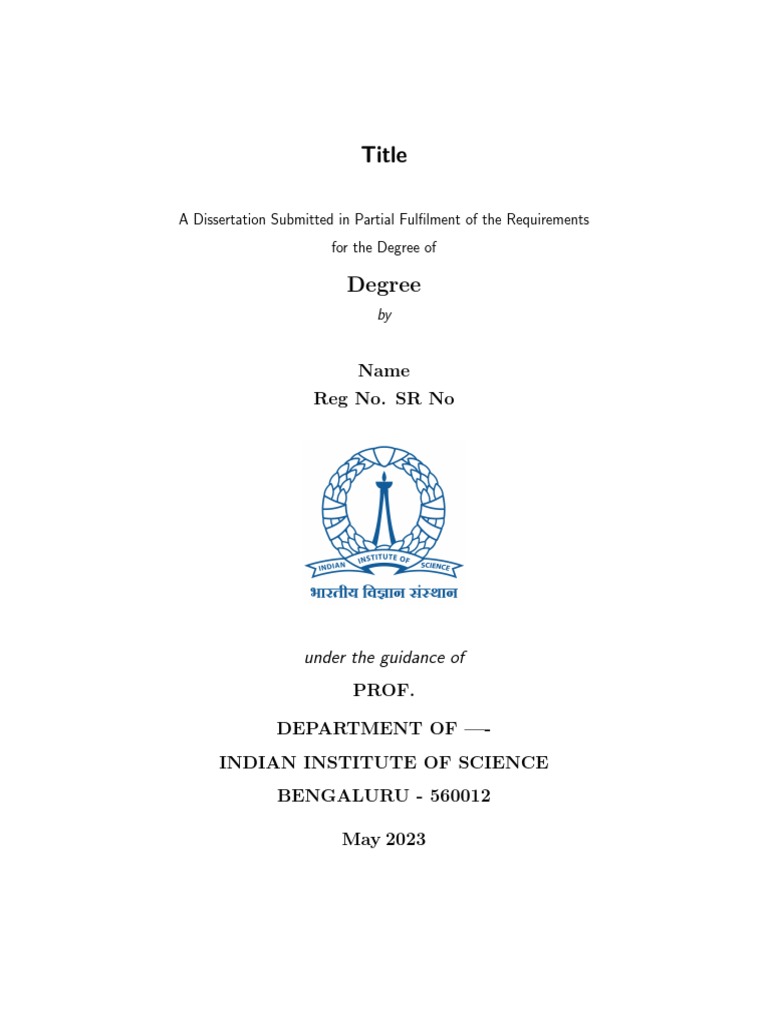 Thesis Template For IISc Graduates BS MS PHD | PDF | Thesis | Doctor Of ...
