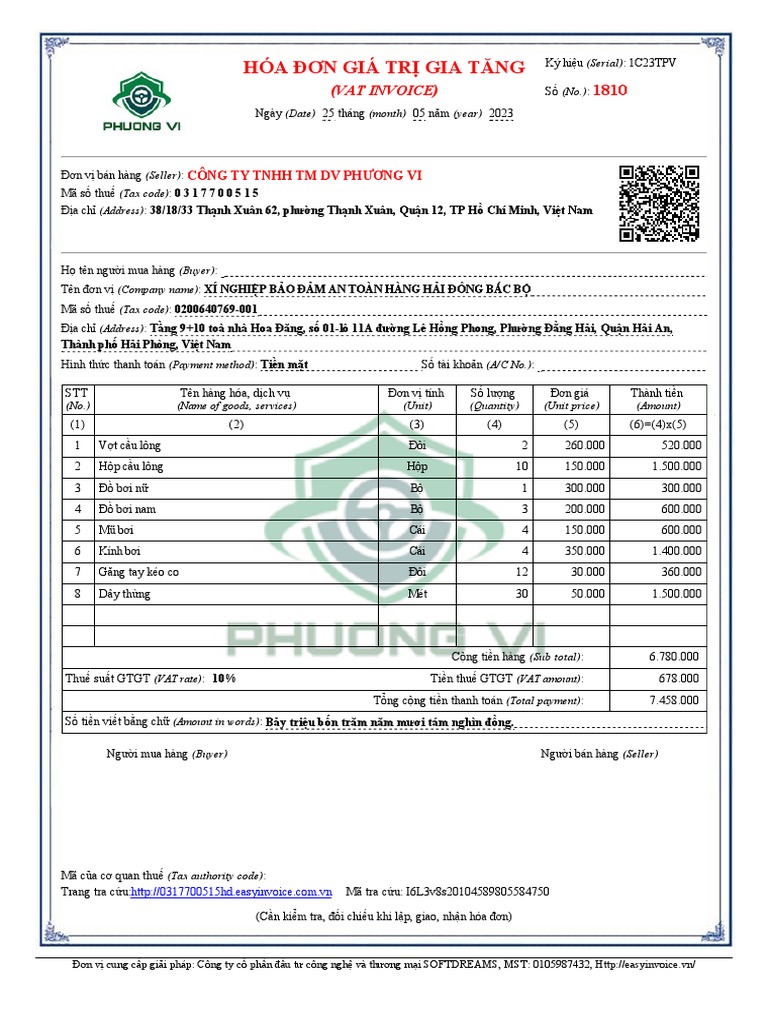 Hoadon 0317700515 1C23TPV 1810 | PDF