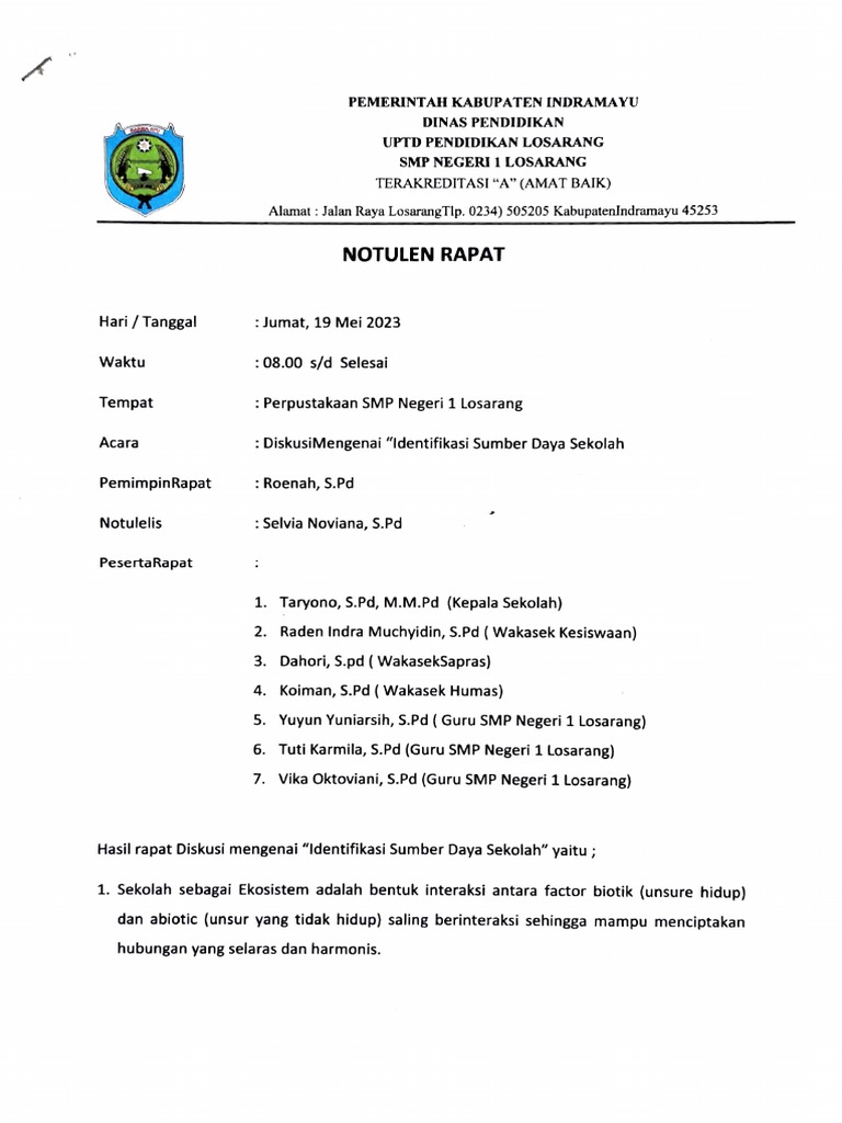Notula Rapat Rekan Sejawat Pdf