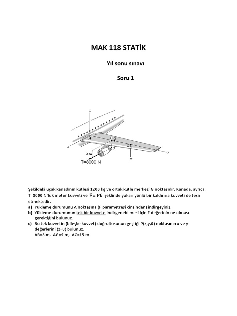 MAK 118 Yıl Sonu Sınavı Soru 1 | PDF
