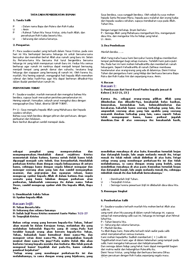 Tata Cara Pemberkatan Rumah | PDF