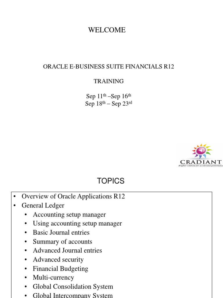 Oracle E-Business Suite R12 Financials Training | PDF | Finance & Money ...