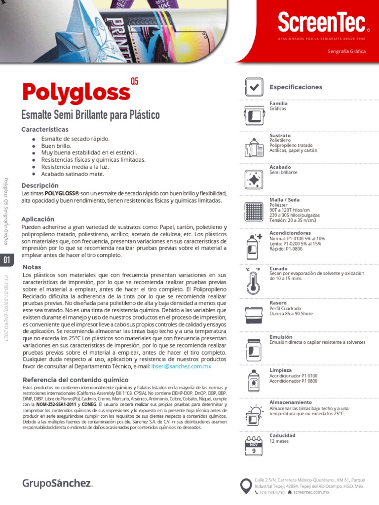 Polygloss Q5 | PDF | El plastico | Compuestos químicos