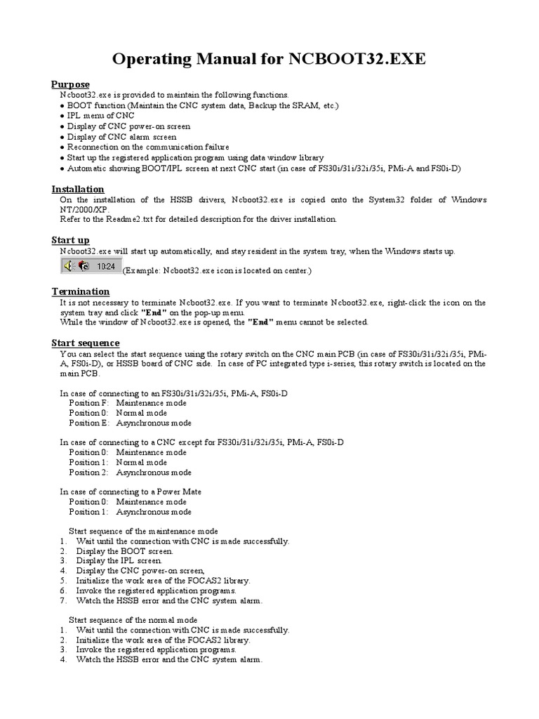 fanuc NCB00T32.exe的操作手册 | PDF | Computer File | Booting