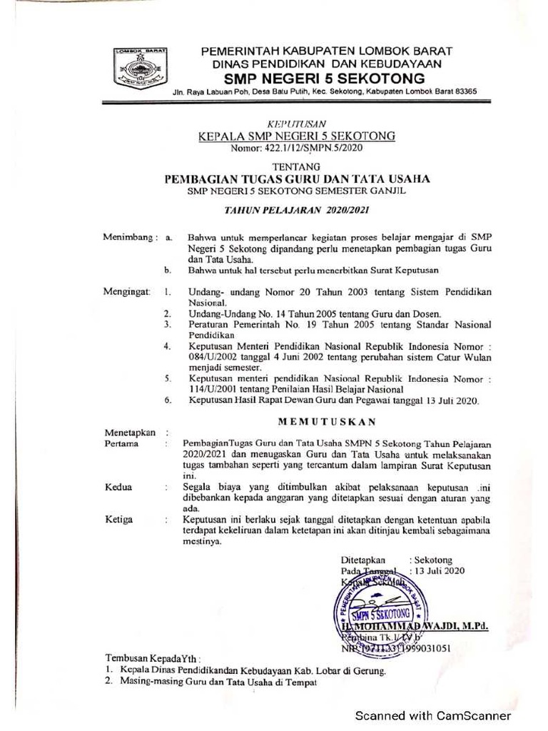 02 SK Pembagian Tugas 2021 2022 2023 | PDF