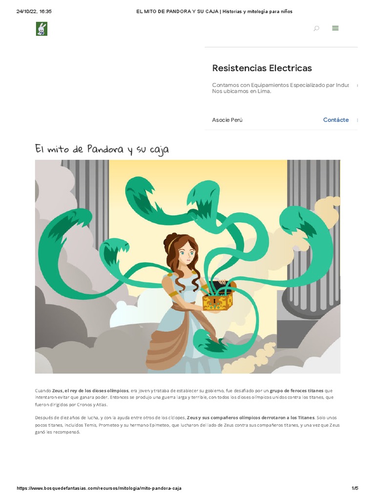 EL MITO DE PANDORA Y SU CAJA - Historias y Mitología para Niños-1-2 ...