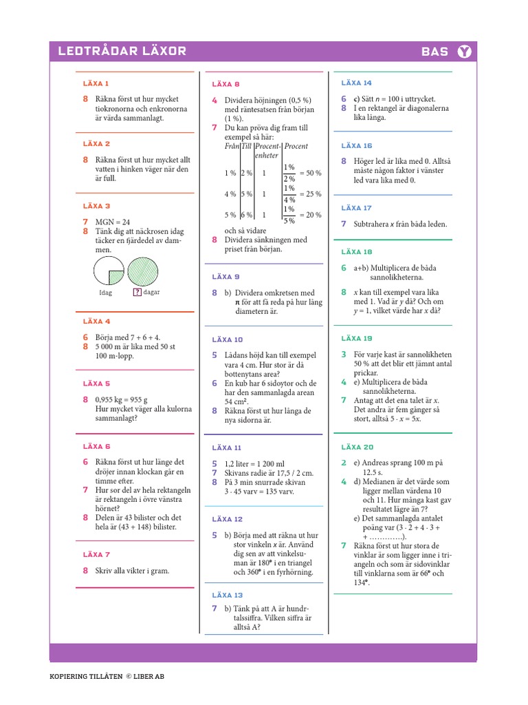 Y Bas Laxor Ledtradar Och Facit v-2 | PDF
