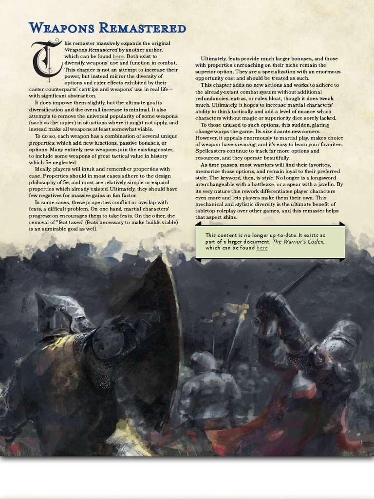 Weapons Remastered, Revised - GM Binder | PDF | Cannon | Shield