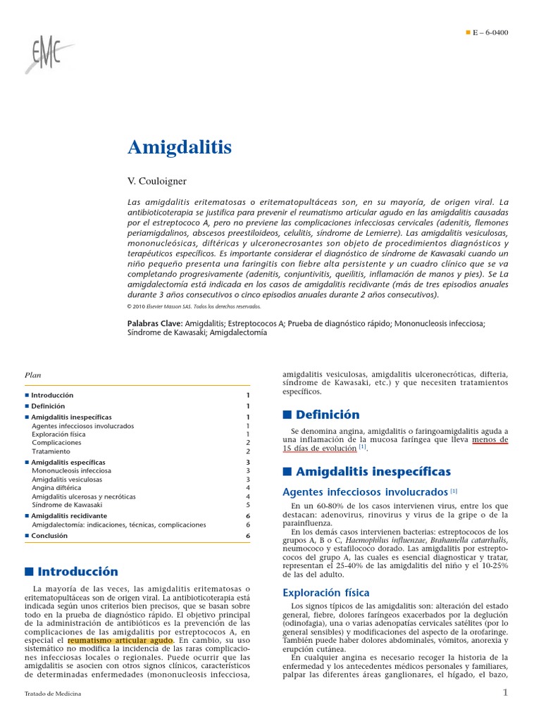 ART Amigdalitis (2010) | PDF | Especialidades Medicas | Medicina CLINICA
