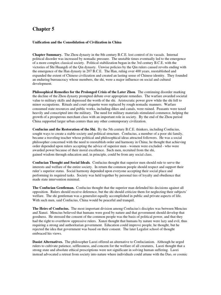 Unification and Consolidation of Civilization in China | PDF | History ...