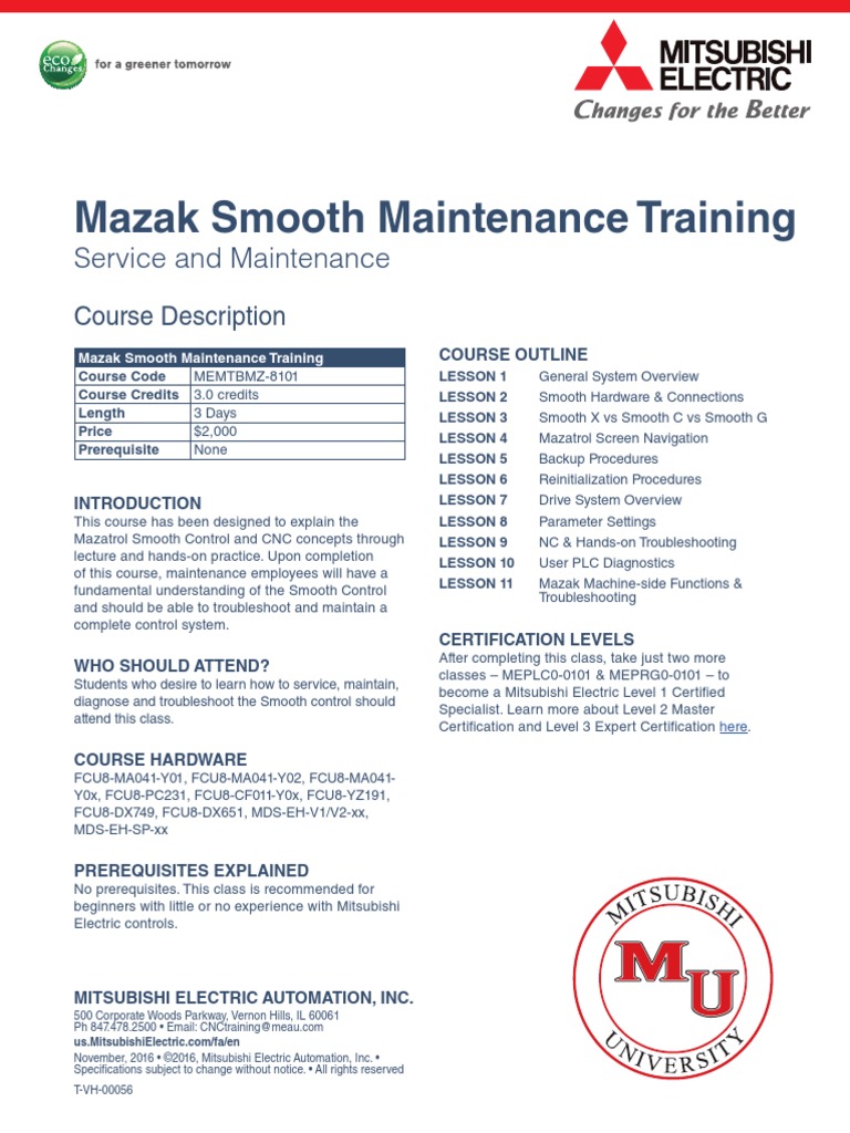 Mazak Smooth Maintenance Training | PDF | Computing