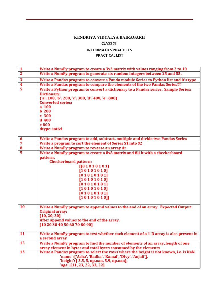Practical Ip 1 1 Pdf Chart Matrix Mathematics
