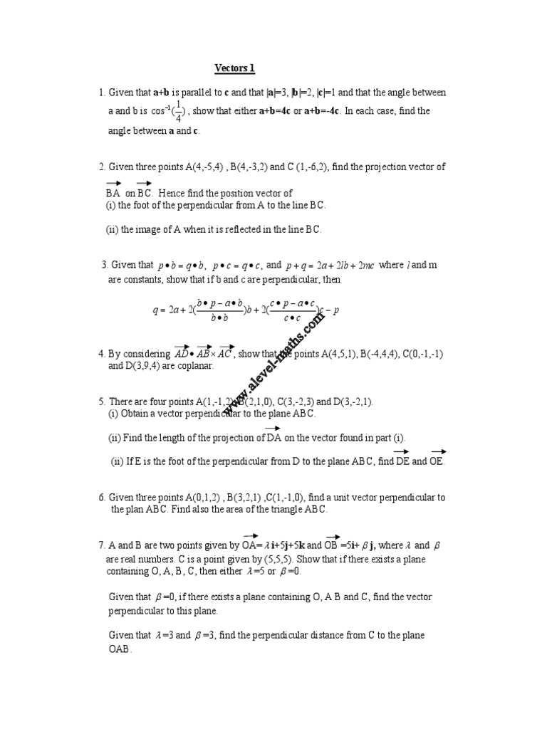 Bundle B Preview (Vectors 1) | PDF | Plane (Geometry) | Perpendicular