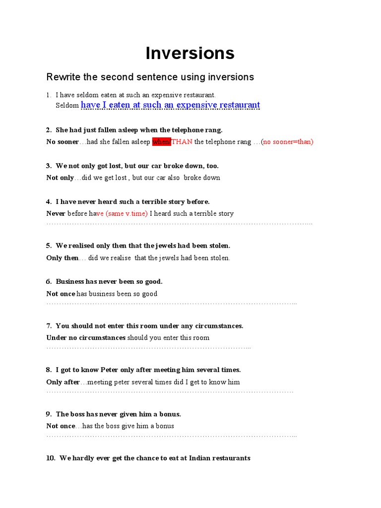 Inversions worksheet | PDF