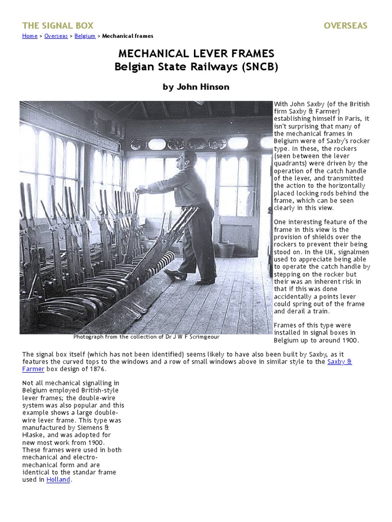 Mechanical Lever Frames in Belgium | PDF | Railway Safety | Transport ...
