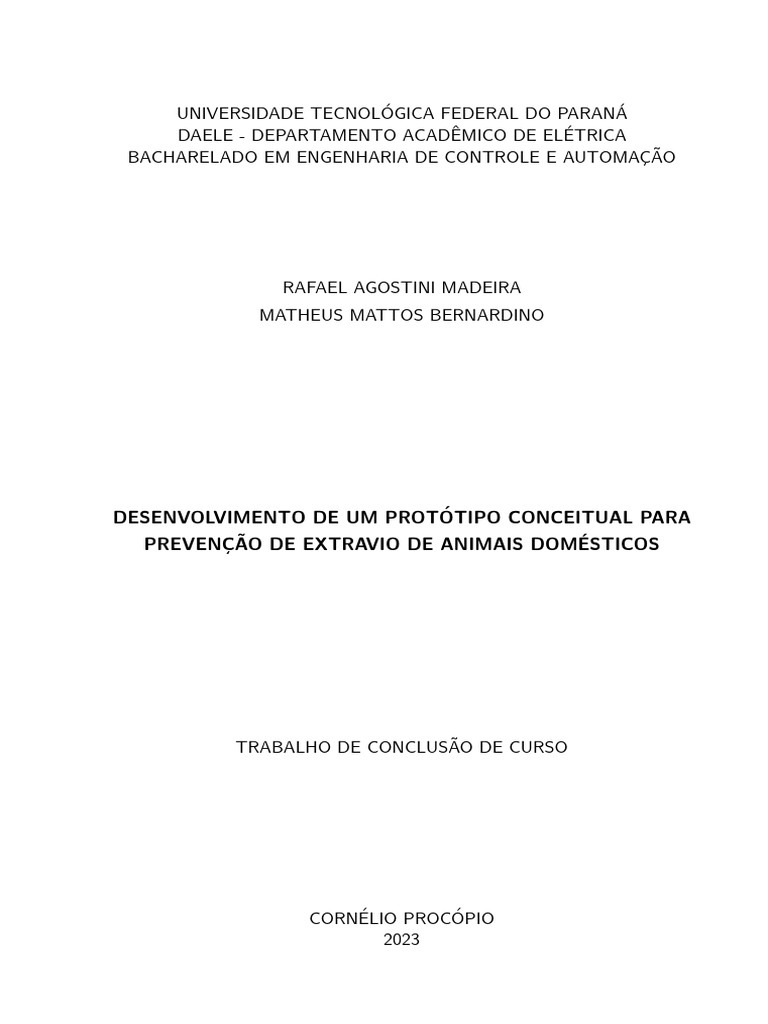 Utfpr TCC 1 | Download grátis PDF | Citação | Abstract (resumo)