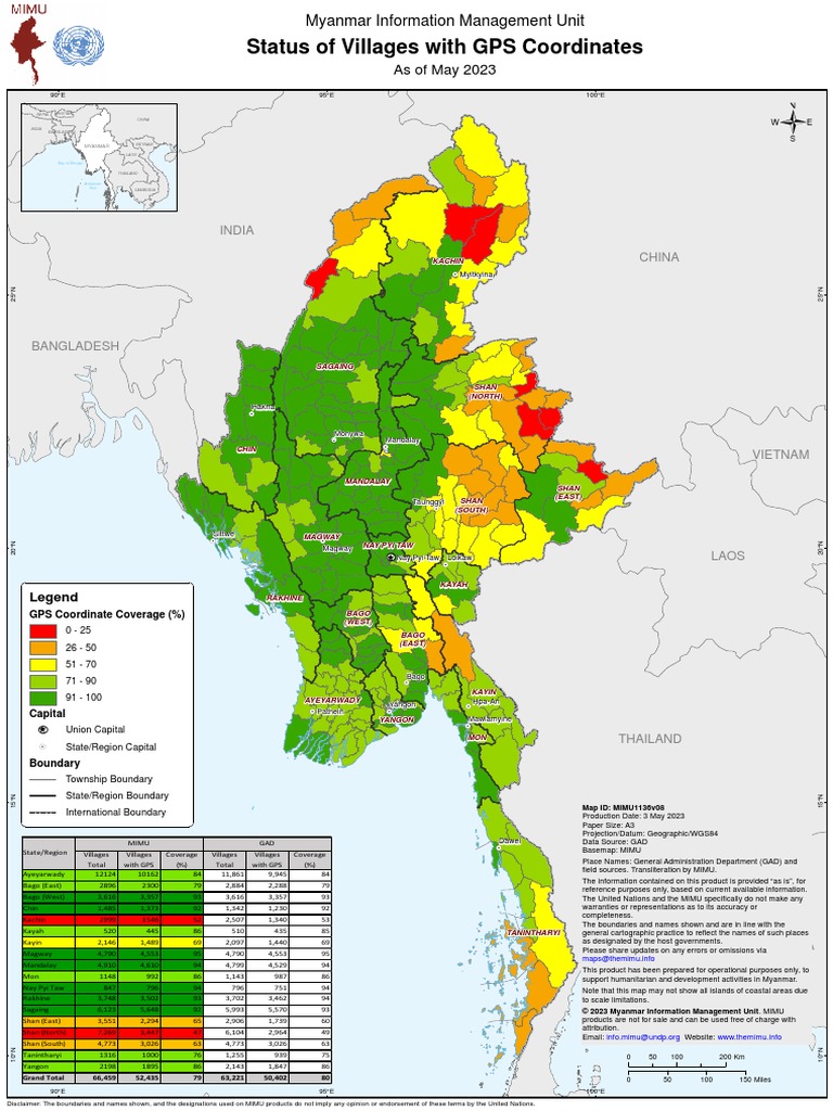 Status of Villages With GPS Coordinates MIMU1136v08 03may2023 A3 | PDF ...