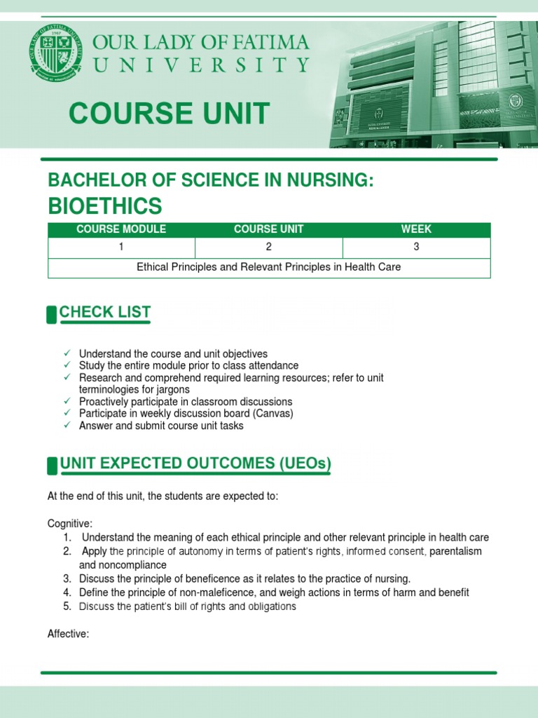 Nursing Bioethics Course Module | PDF | Autonomy | Informed Consent