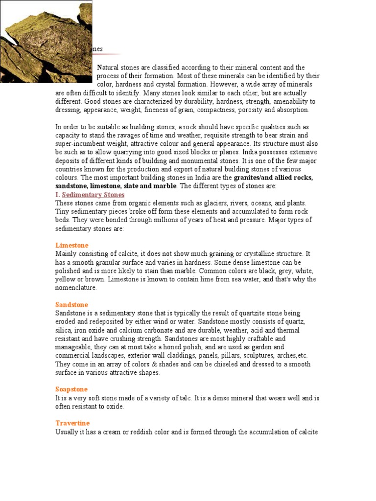 Types of Stones | PDF | Granite | Rock (Geology)