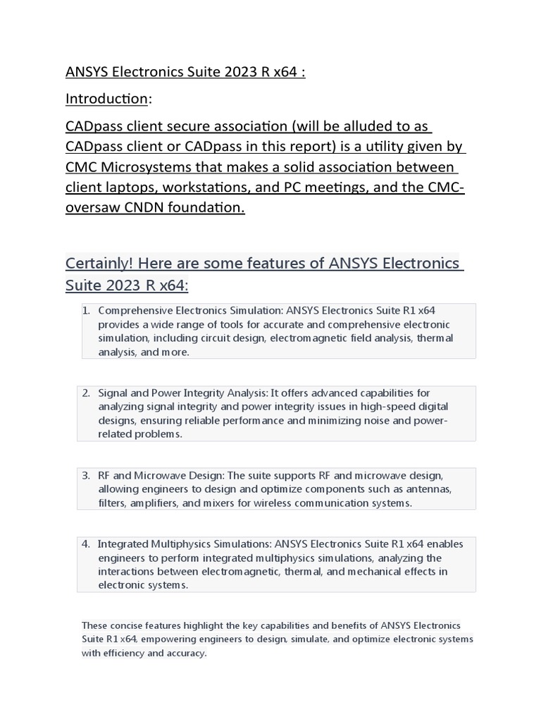 ANSYS Electronics Suite 2023 Overview | PDF | Electronics | Simulation