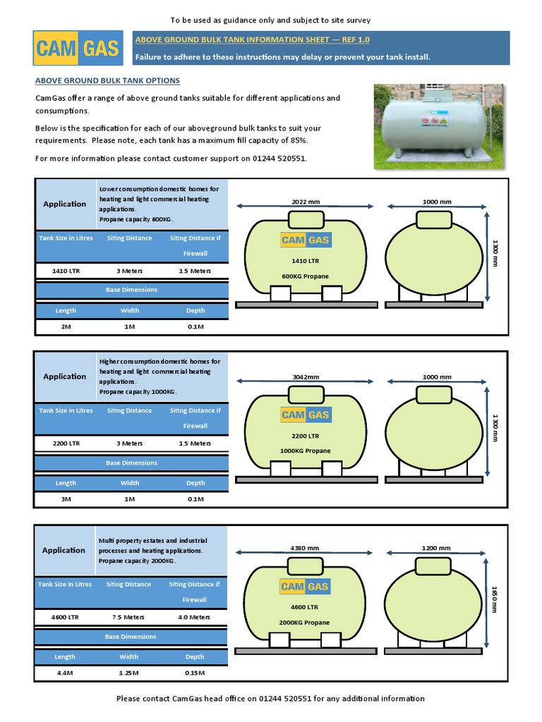 Above-Ground Tech Specification Sheet | Download Free PDF | Propane