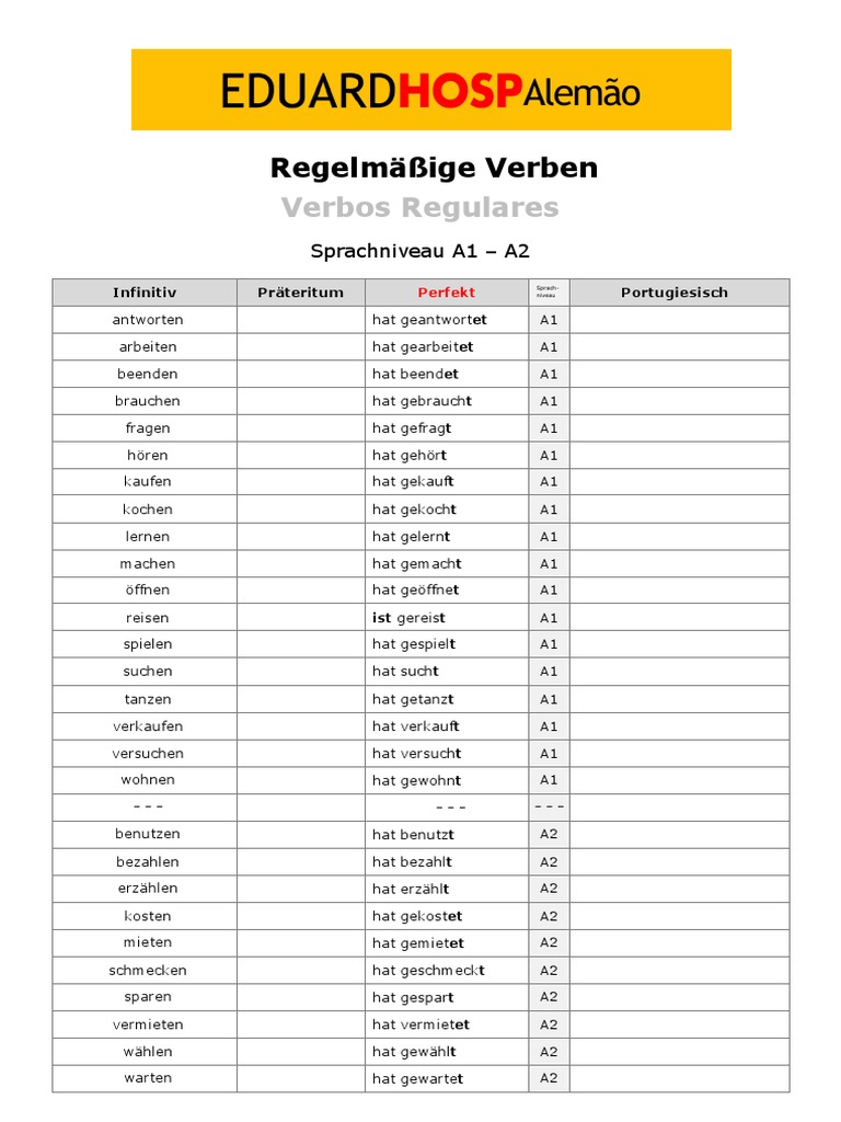 Regelmäßige Verben | PDF