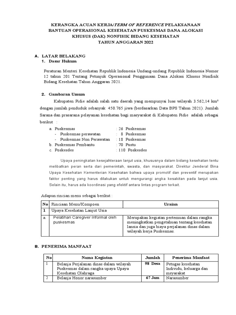 Tor Bok Puskesmas Usila 1.1 | PDF
